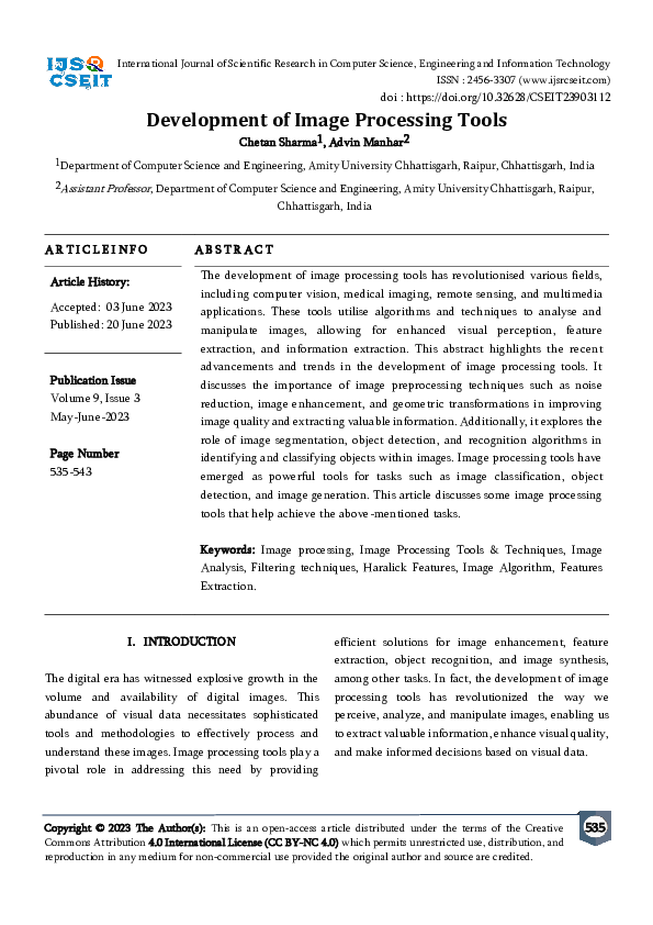 (PDF) Development of Image Processing Tools | International Journal of Scientific Research in ...