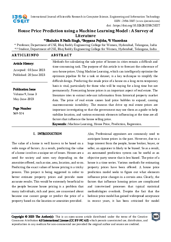 (PDF) House Price Prediction using a Machine Learning Model : A Survey of Literature