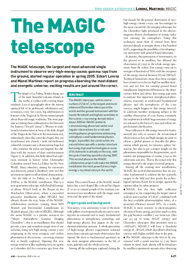 (PDF) The MAGIC telescope | Manel Martinez - Academia.edu