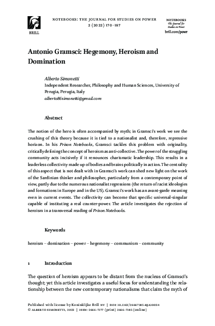 (PDF) Antonio Gramsci: Hegemony, Heroism and Domination