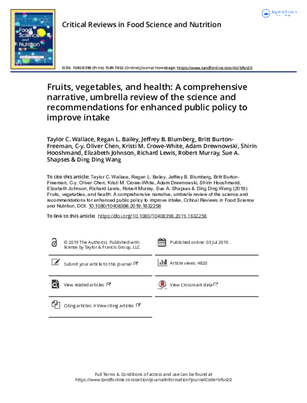 (PDF) Fruits, vegetables, and health: A comprehensive narrative, umbrella review of the science ...
