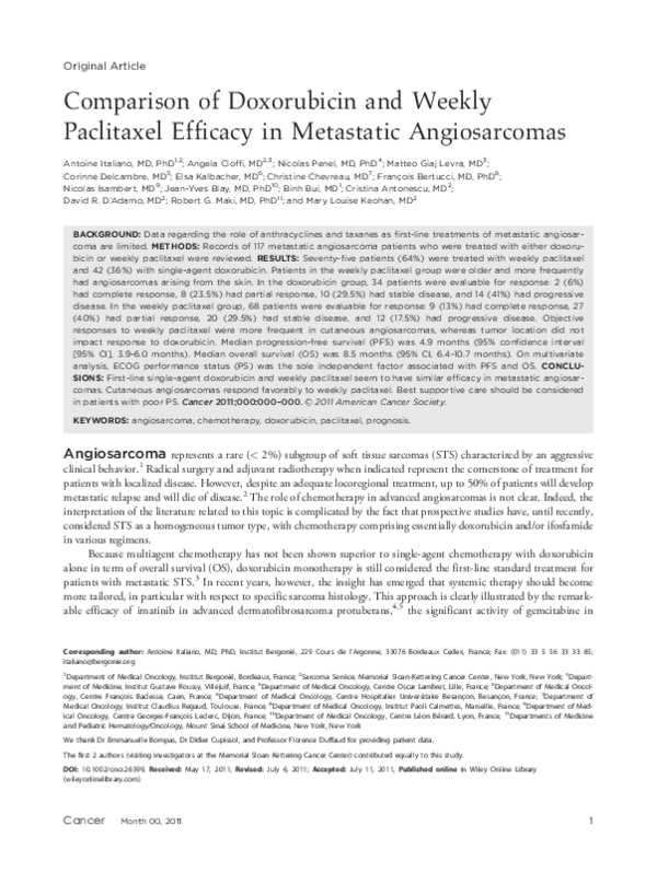 (PDF) Comparison of doxorubicin and weekly paclitaxel efficacy in ...