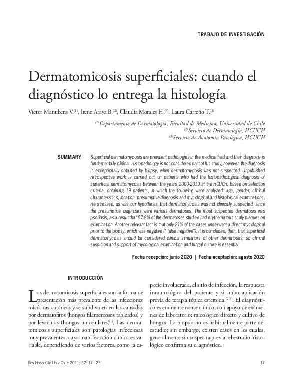 (PDF) Dermatomicosis superficiales: cuando el diagnóstico lo entrega la ...