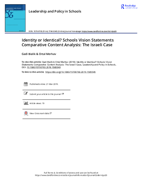 (PDF) Identity or Identical? Schools Vision Statements Comparative ...