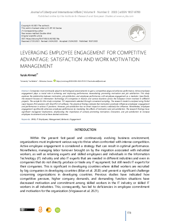 (PDF) LEVERAGING EMPLOYEE ENGAGEMENT FOR COMPETITIVE ADVANTAGE ...