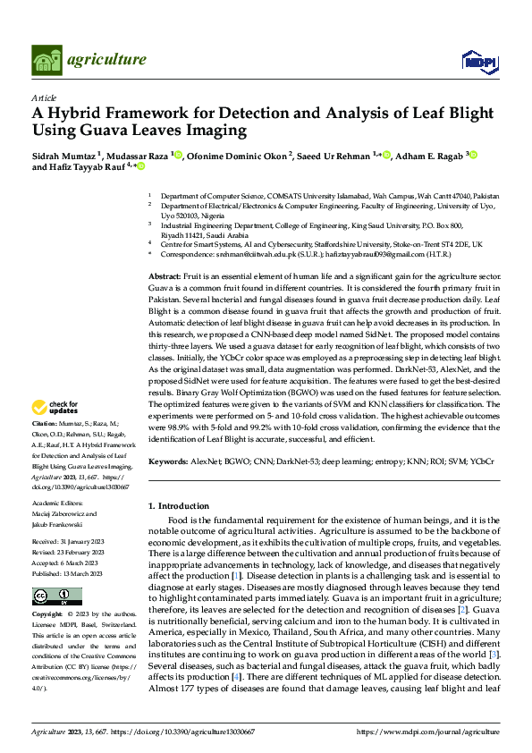 (PDF) A Hybrid Framework for Detection and Analysis of Leaf Blight Using Guava Leaves Imaging