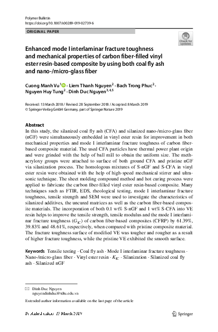 (PDF) Enhanced mode I interlaminar fracture toughness and mechanical ...