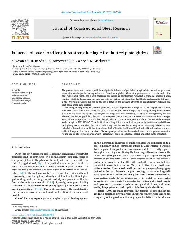 (PDF) Influence of patch load length on strengthening effect in steel ...