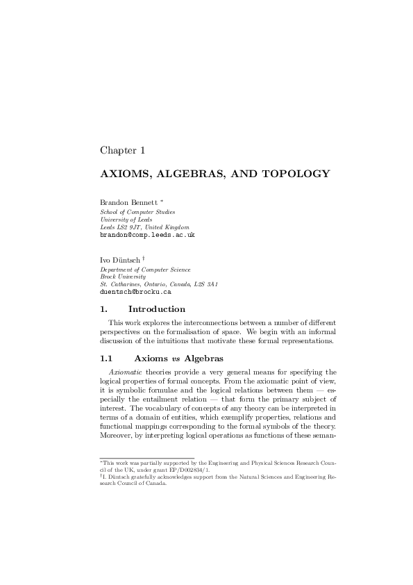 (PDF) Axioms, Algebras and Topology