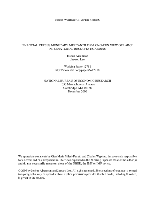 (PDF) Financial versus Monetary Mercantilism: Long-run View of Large ...