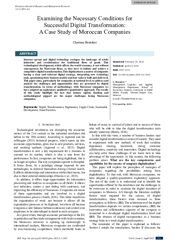 (PDF) Examining the Necessary Conditions for Successful Digital ...