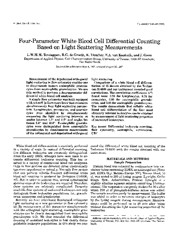 (PDF) Four-Parameter white blood cell differential counting based on ...
