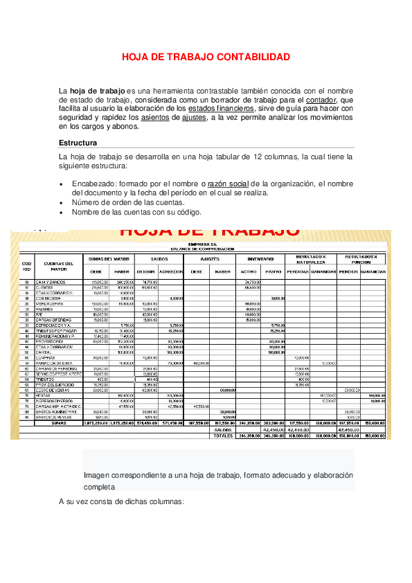 (PDF) HOJA DE TRABAJO CONTABILIDAD