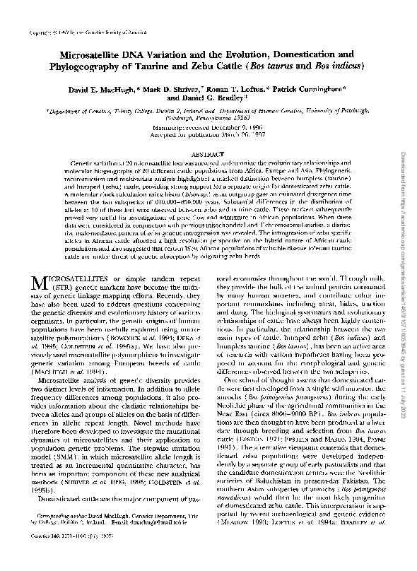 (PDF) Microsatellite DNA Variation and the Evolution, Domestication and Phylogeography of ...