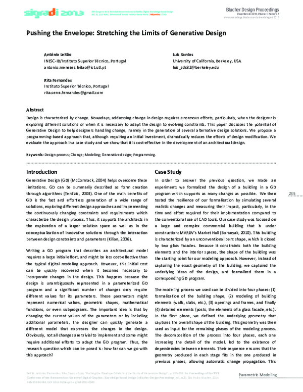 (PDF) Pushing the Envelope: Stretching the Limits of Generative Design
