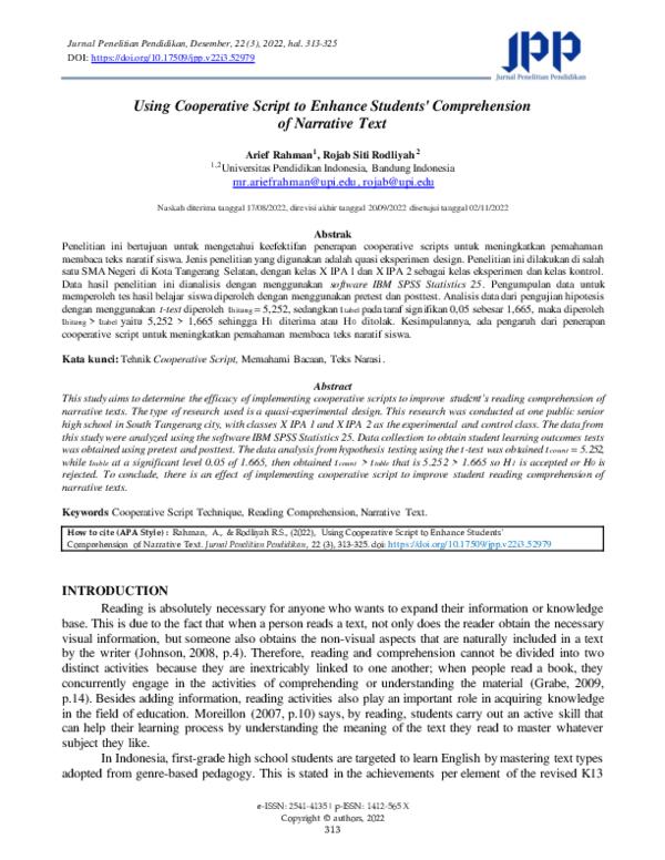 (PDF) Using Cooperative Script to Enhance Students' Comprehension of ...