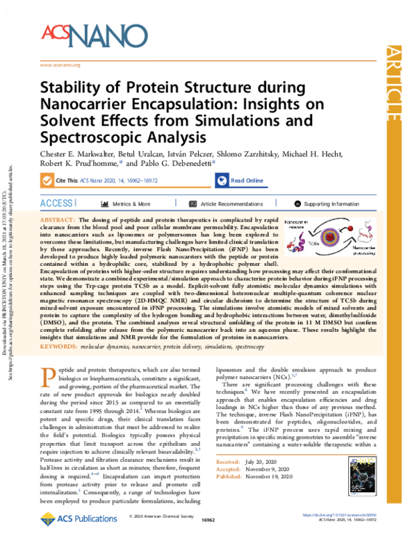 (PDF) Stability of Protein Structure during Nanocarrier Encapsulation ...