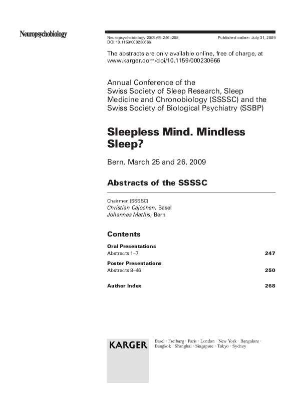 (PDF) Annual Conference of the Swiss Society of Sleep Research, Sleep ...