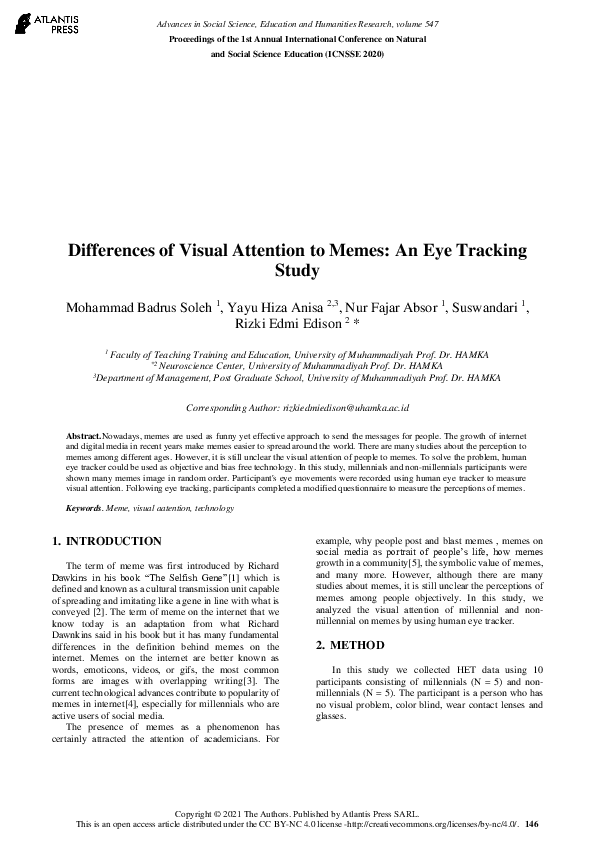 (PDF) Differences of Visual Attention to Memes: An Eye Tracking Study