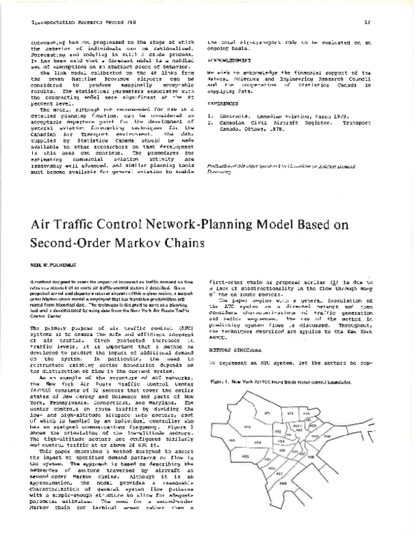 (PDF) Air Traffic Control Network-Planning Model Based on Second-Order Markov Chains | Neil ...