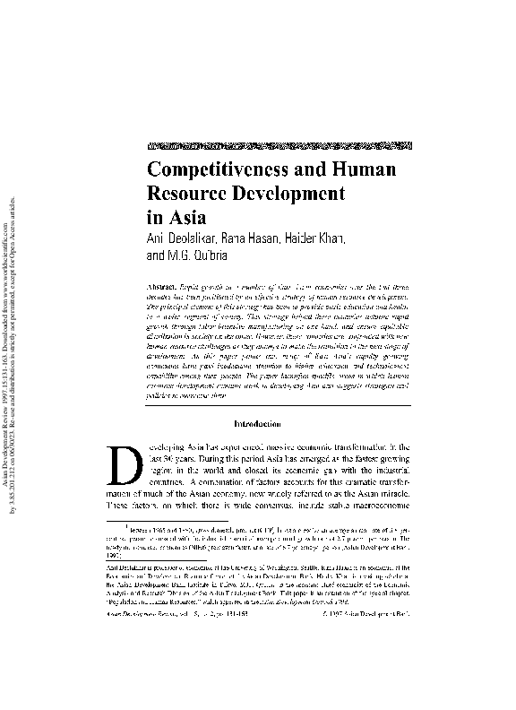 (PDF) Competitiveness and Human Resource Development in Asia