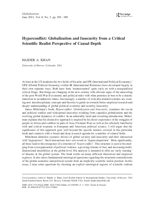 (PDF) Hyperconflict: Globalization and Insecurity from a Critical ...