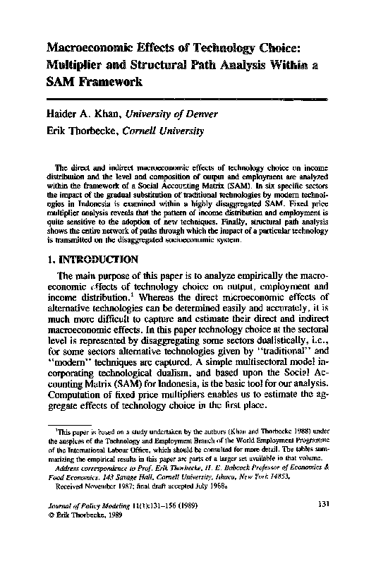 (PDF) Macroeconomic effects of technology choice: Multiplier and ...