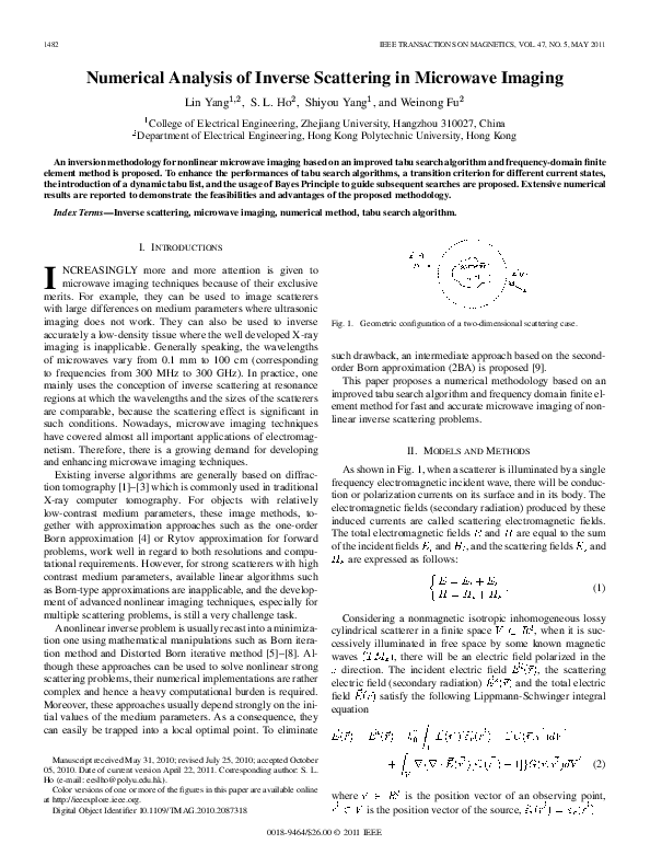 (PDF) Numerical Analysis of Inverse Scattering in Microwave Imaging