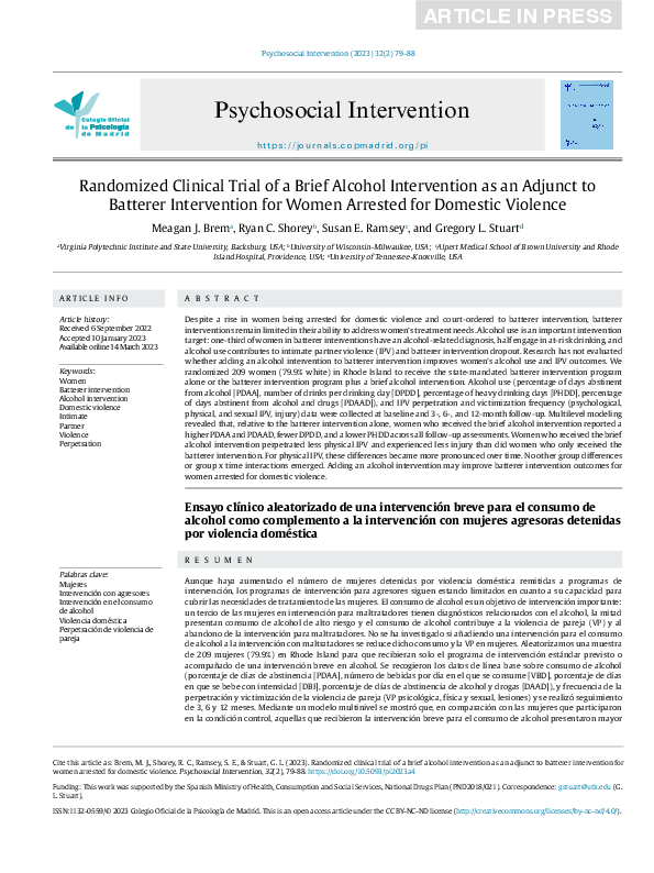 (PDF) Randomized Clinical Trial of a Brief Alcohol Intervention as an ...
