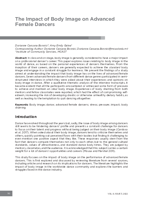 (PDF) The Impact of Body Image on Advanced Female Dancers