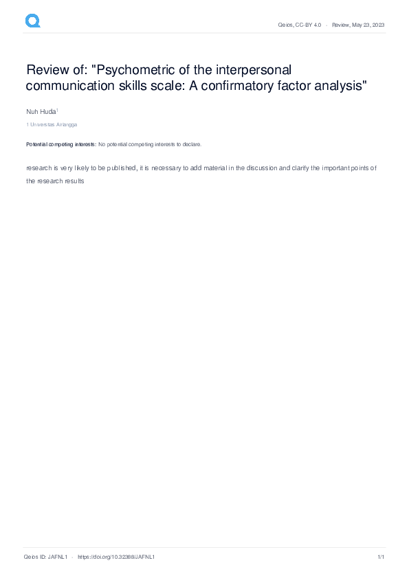 (PDF) Review of: "Psychometric of the interpersonal communication skills scale: A confirmatory ...