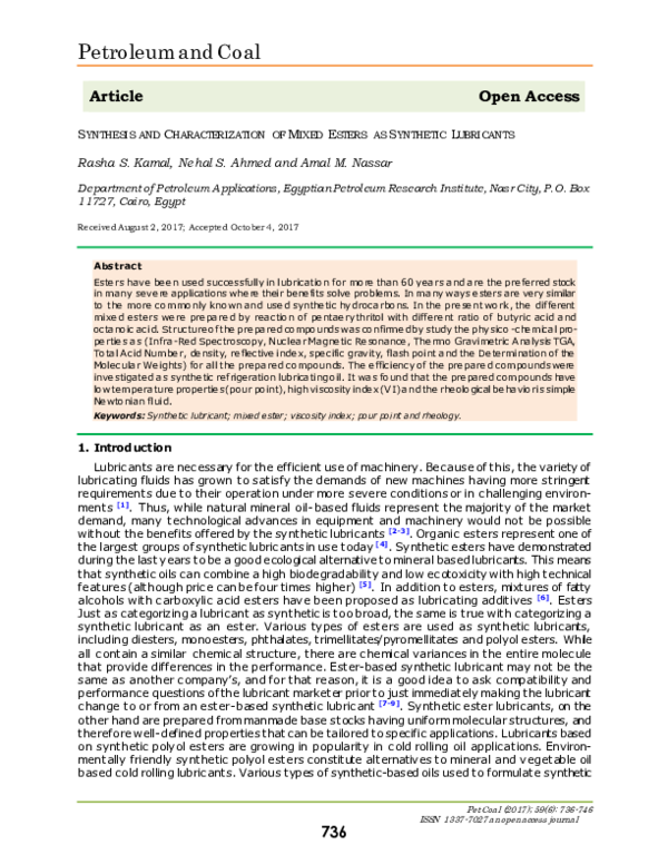 Pdf Article Open Access Synthesis And Characterization Of Mixed