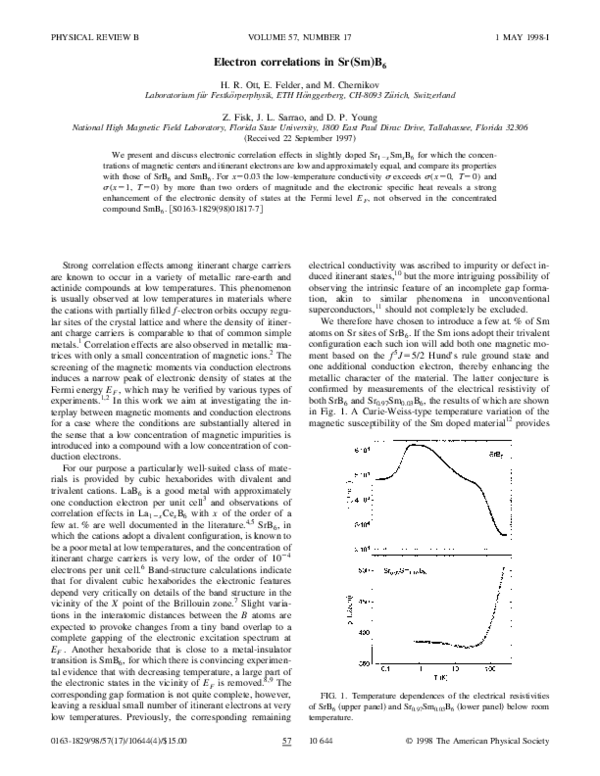 (PDF) Electron correlations inSr(Sm)B6