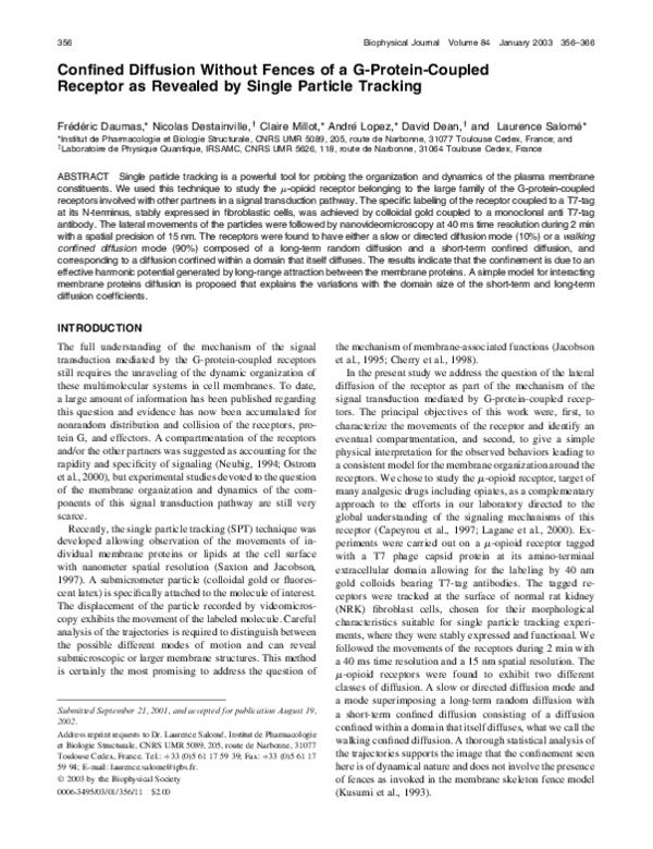 (PDF) Confined Diffusion Without Fences of a G-Protein-Coupled Receptor ...
