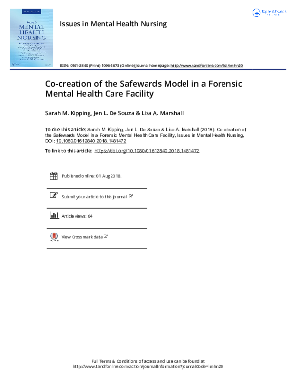 (PDF) Co-creation of the Safewards Model in a Forensic Mental Health ...