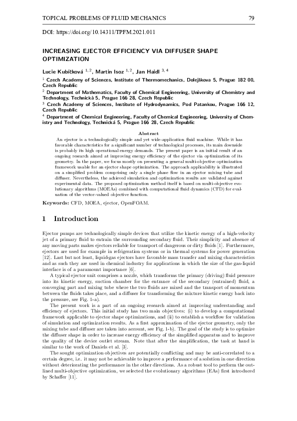 (PDF) Increasing Ejector Efficiency via Diffuser Shape Optimization