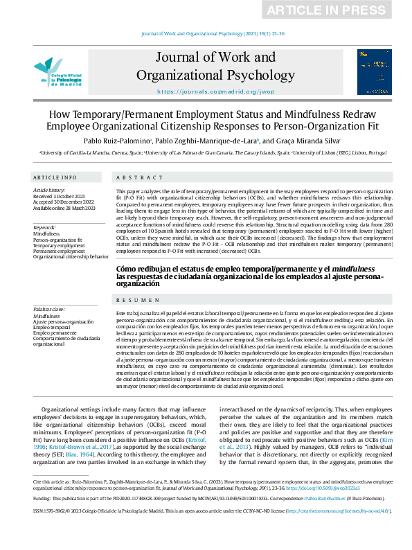 (PDF) How Temporary/Permanent Employment Status and Mindfulness Redraw ...