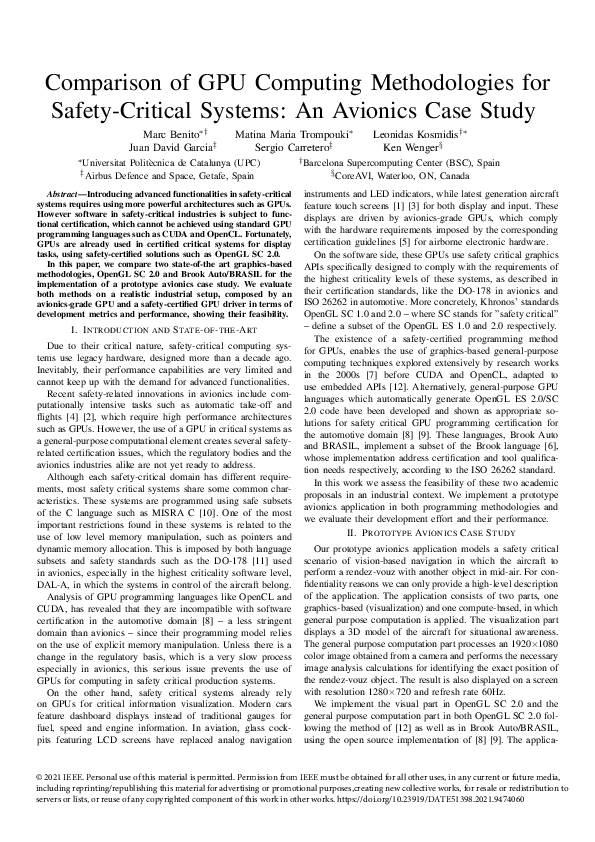(PDF) Comparison of GPU Computing Methodologies for Safety-Critical ...