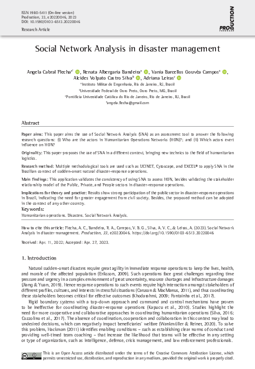 (PDF) Social Network Analysis in disaster management