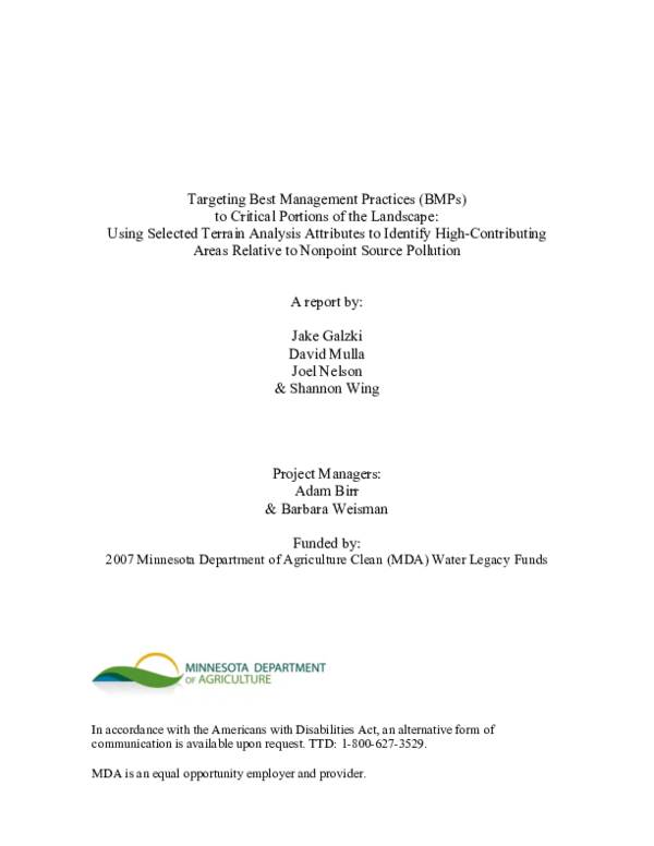 (PDF) Targeting Best Management Practices (BMPs) to Critical Portions ...