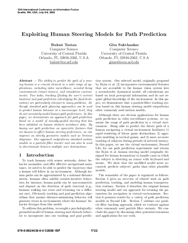 (PDF) Exploiting human steering models for path prediction