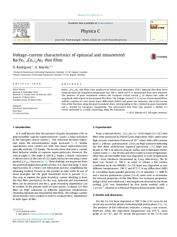 (PDF) Voltage–current characteristics of epitaxial and misoriented Ba ...
