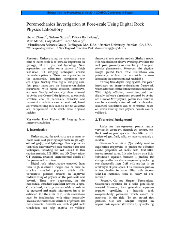 (PDF) Poromechanics Investigation at Pore-scale Using Digital Rock ...