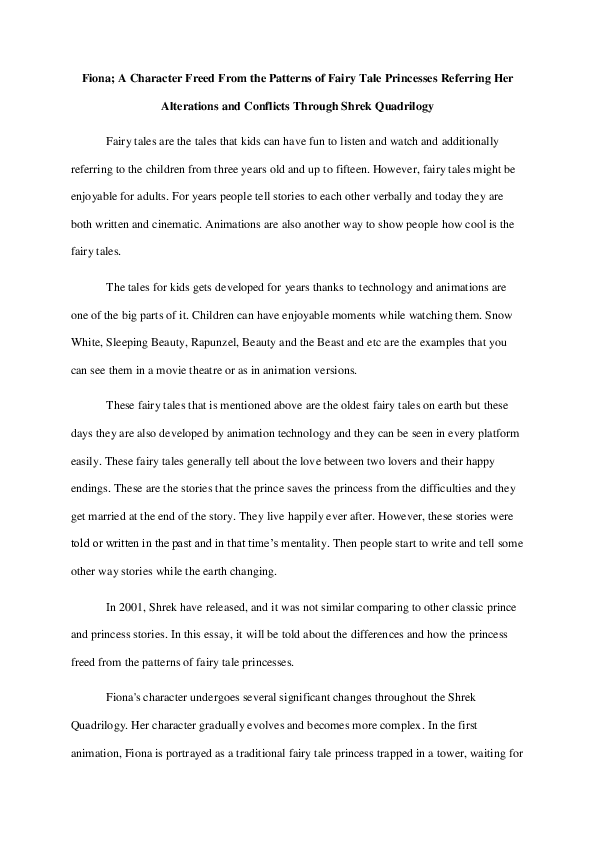 (PDF) Fiona; A Character Freed From the Patterns of Fairy Tale Princesses