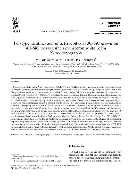 (PDF) Polytype identification in heteroepitaxial 3C-SiC grown on 4H-SiC ...