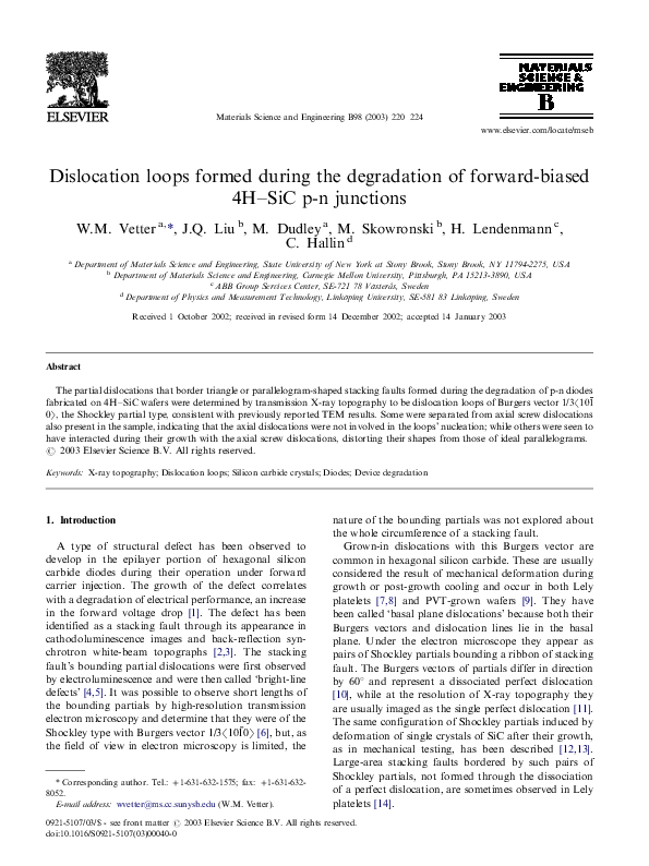 (PDF) Dislocation loops formed during the degradation of forward-biased ...
