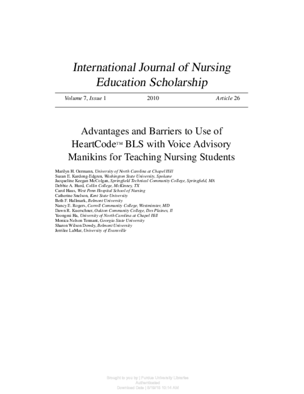 (PDF) Advantages and Barriers to Use of HeartCode BLS with Voice ...