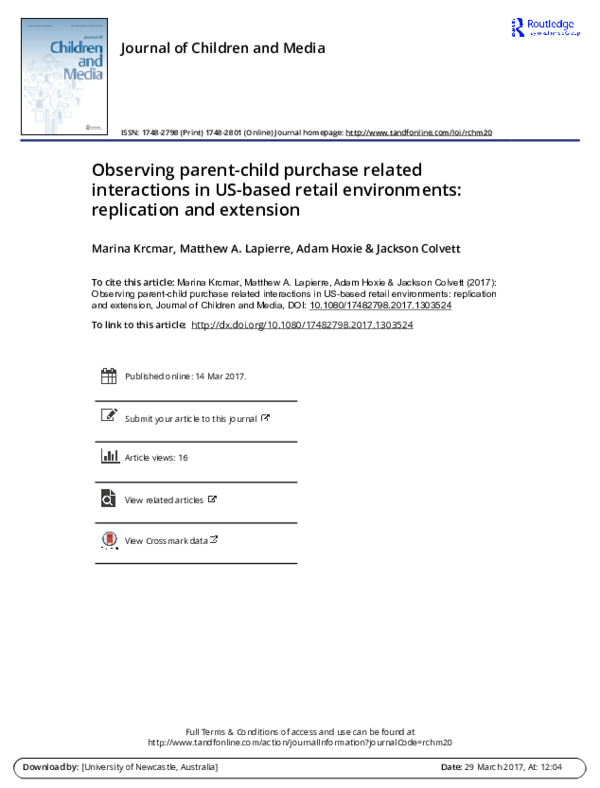 (PDF) Observing parent-child purchase related interactions in US-based ...