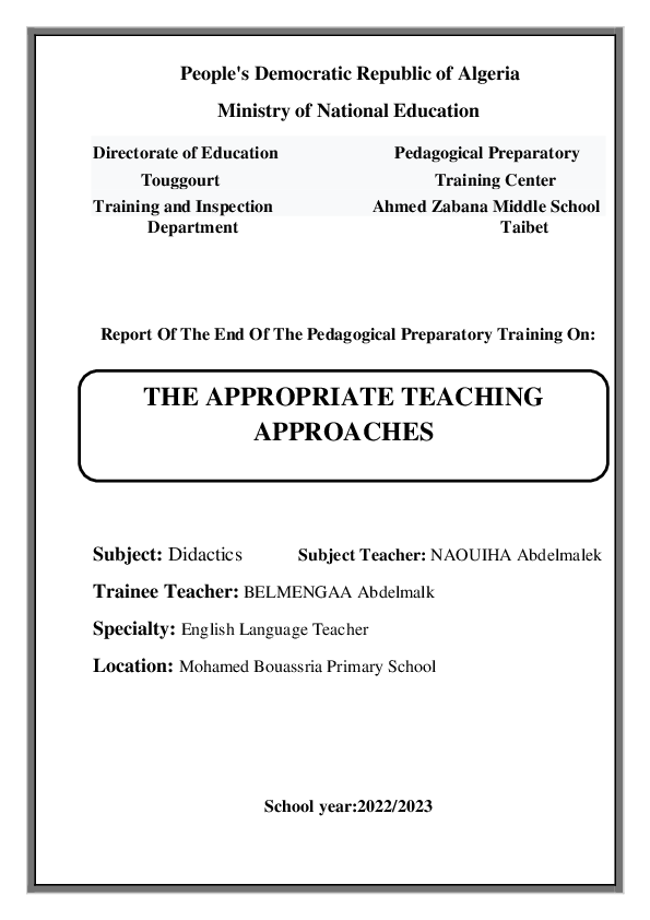 (PDF) The appropriate teaching approaches