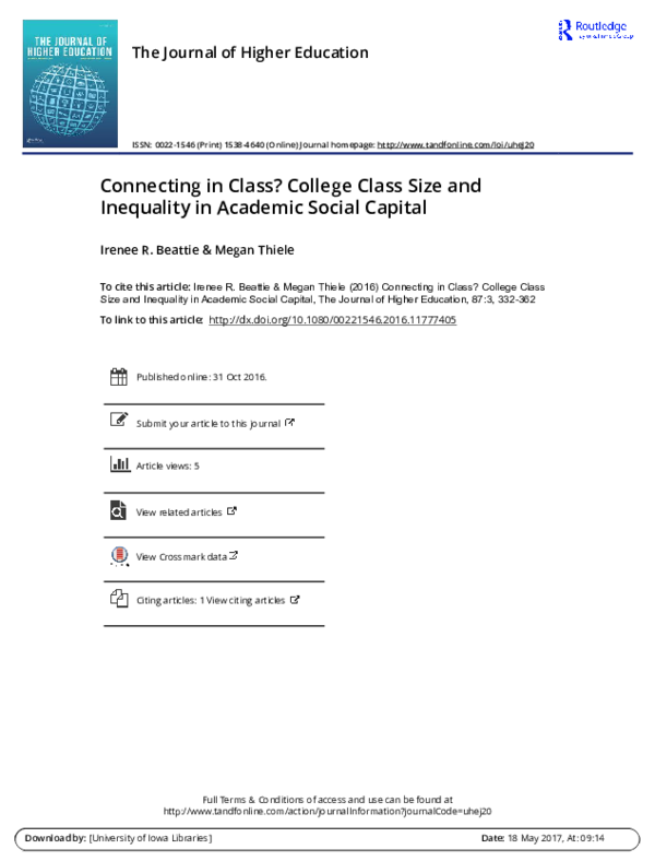 (PDF) Connecting in Class?: College Class Size and Inequality in ...